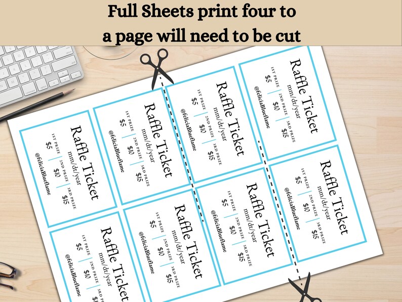 Blue Ticket, Printable Raffle, Editable Raffle Template Ticket, Diy ...