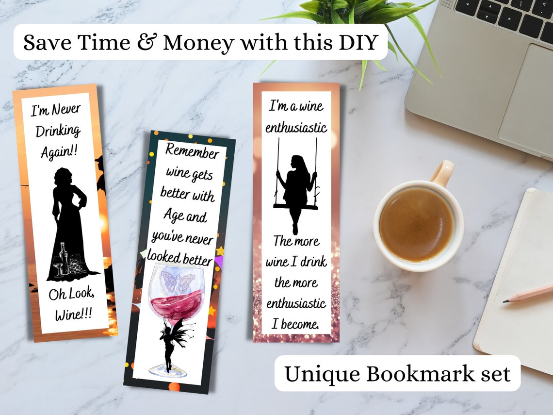 Wine, Printable Bookmarks, Cute Bookmark, Digital Bookmark, 8.5X11 ...