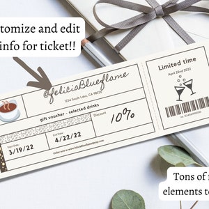 Editable Shop Ticket Template, Brown & White Design (digital Download ...