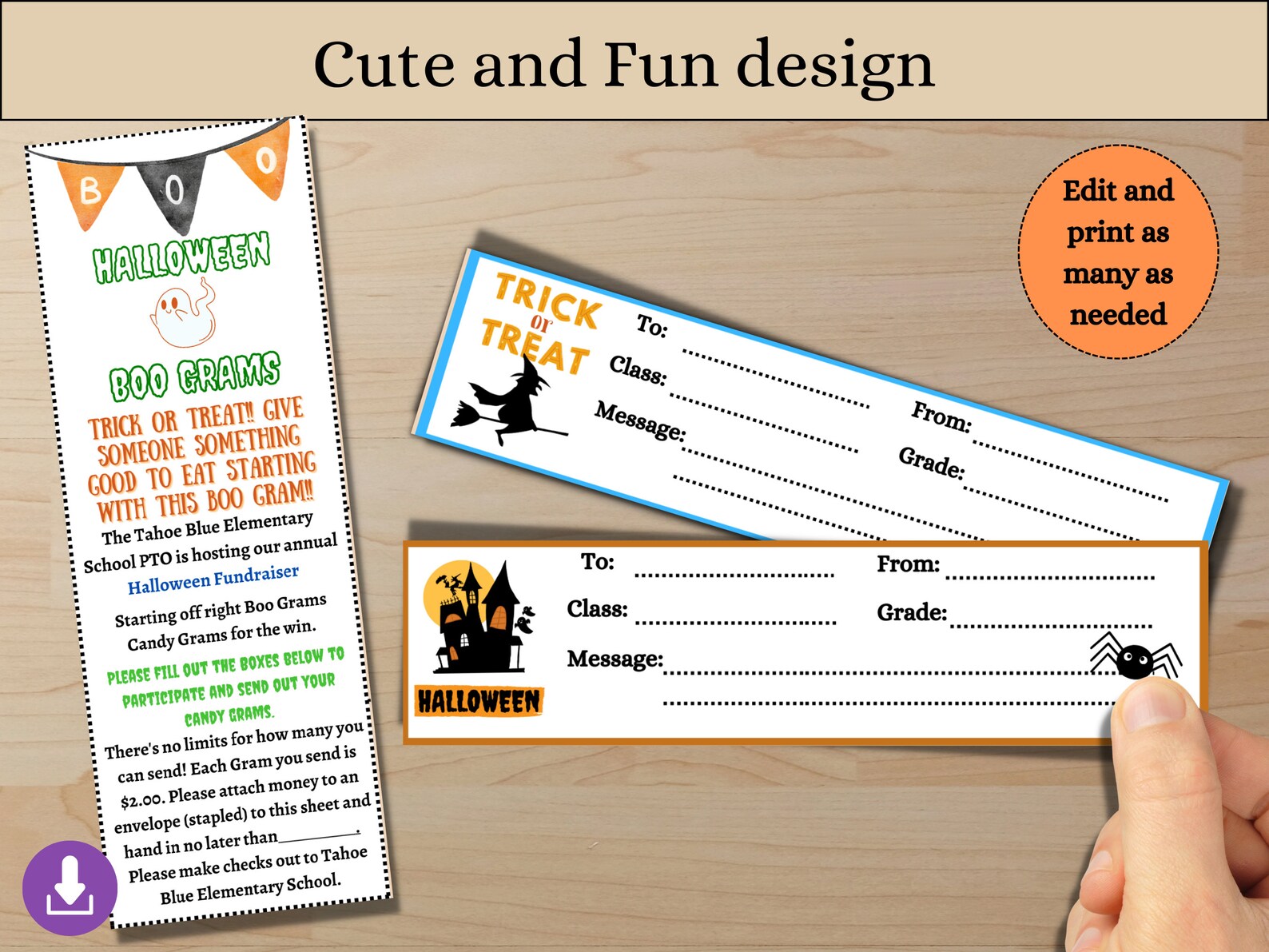 Halloween Candy Gram Flyer, Boo Grams, School Fundraiser Template, Fall ...