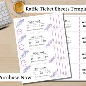 Purple Raffle Ticket Template: DIY Custom Design (digital Download) - Etsy