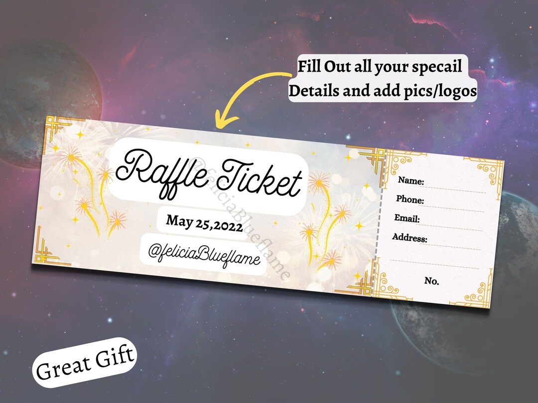 Stars Raffle Ticket, Editable Raffle Template Ticket, Diy Ticket ...