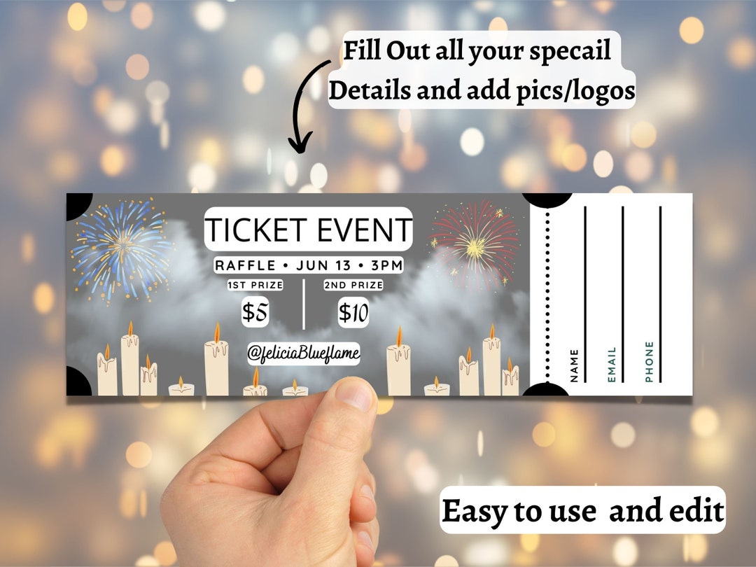 Editable Raffle Template Ticket Diy Ticket Custom Ticket - Etsy