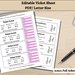 Pink and White Ticket, Blank Editable Raffle Template Ticket, Diy ...