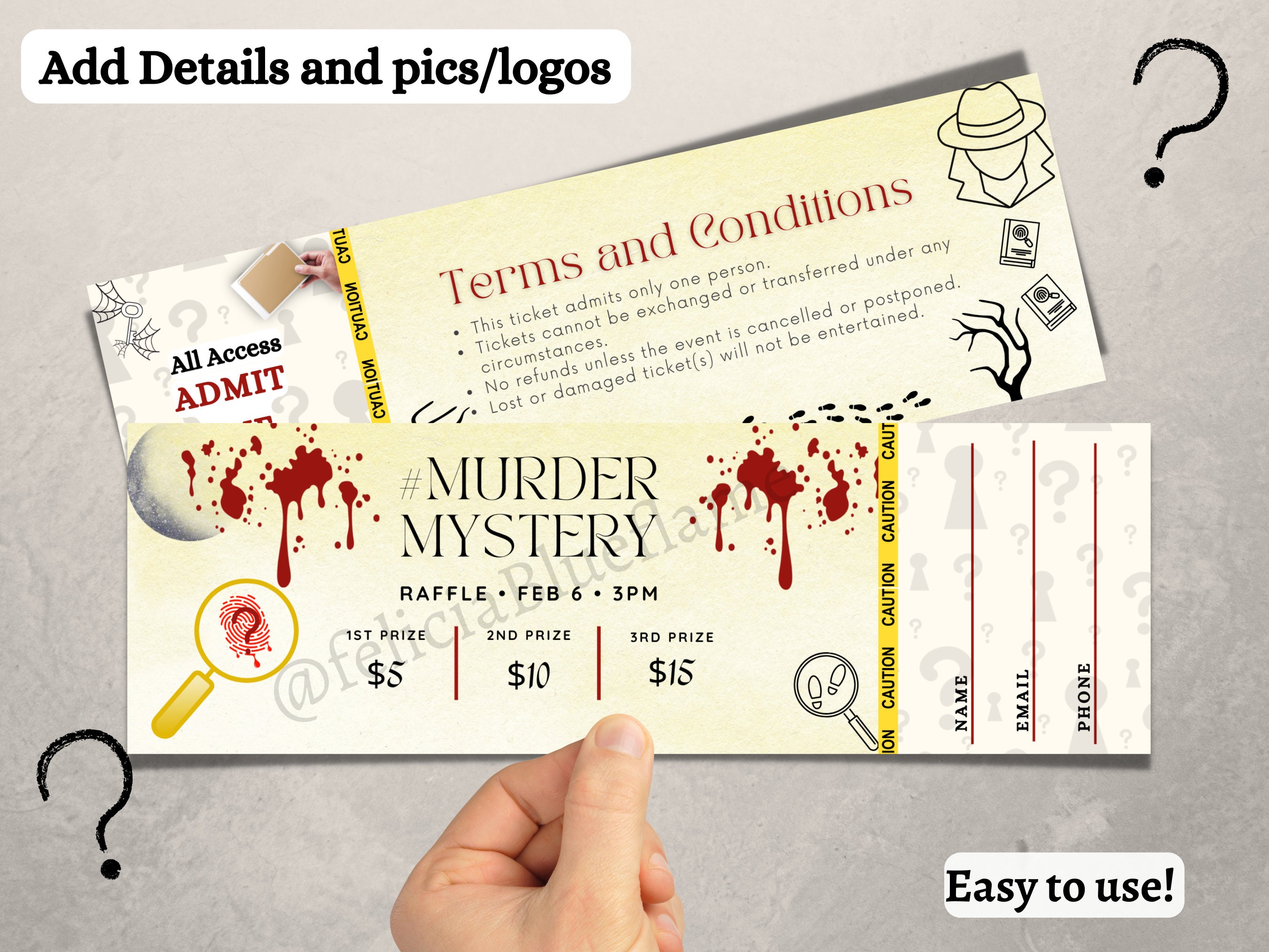 Murder Ticket, Mystery Ticket, Template Ticket, Diy Ticket, Custom ...