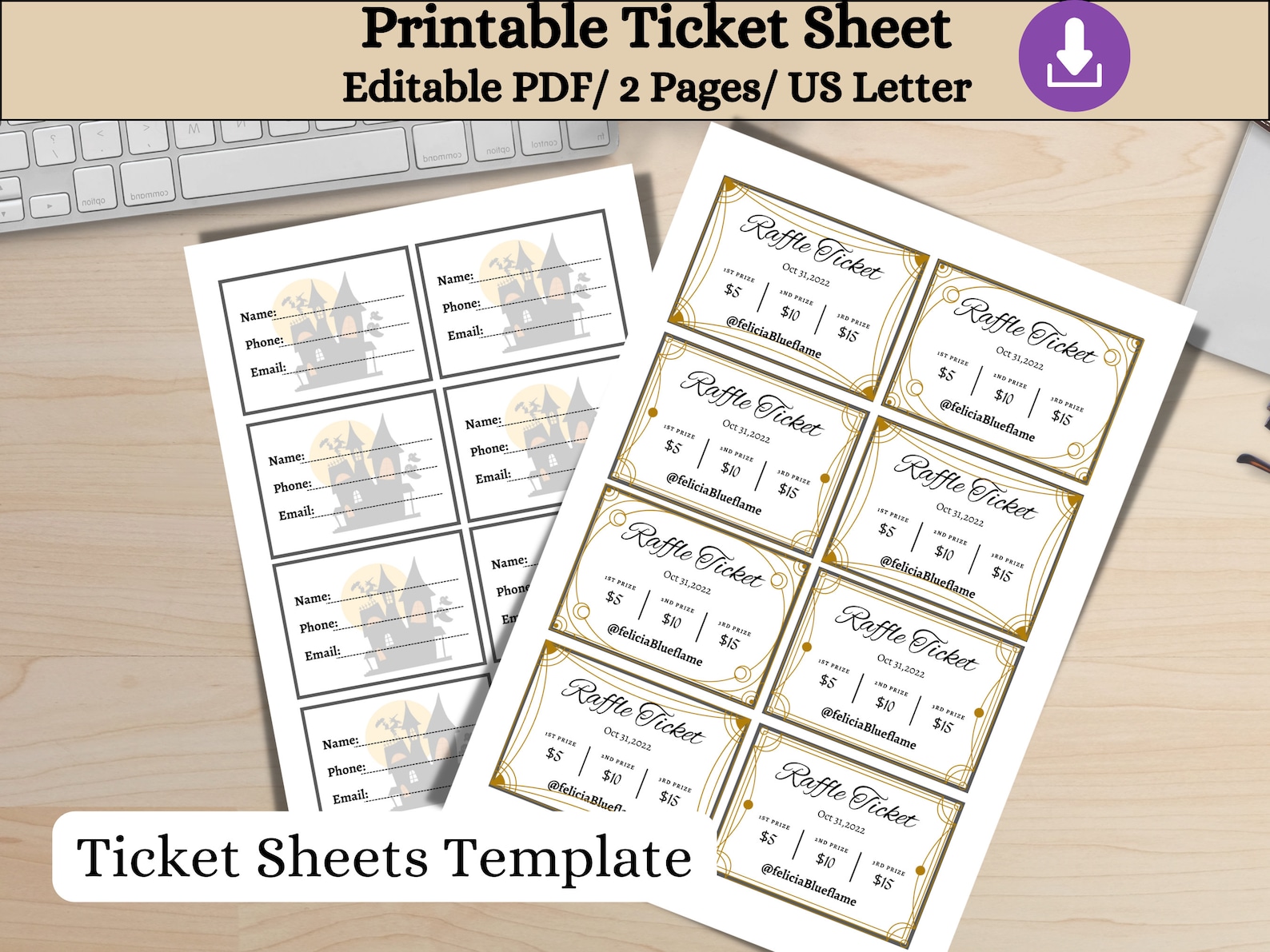 Printable Raffle, Editable Raffle Template Ticket, Diy Ticket, Custom ...