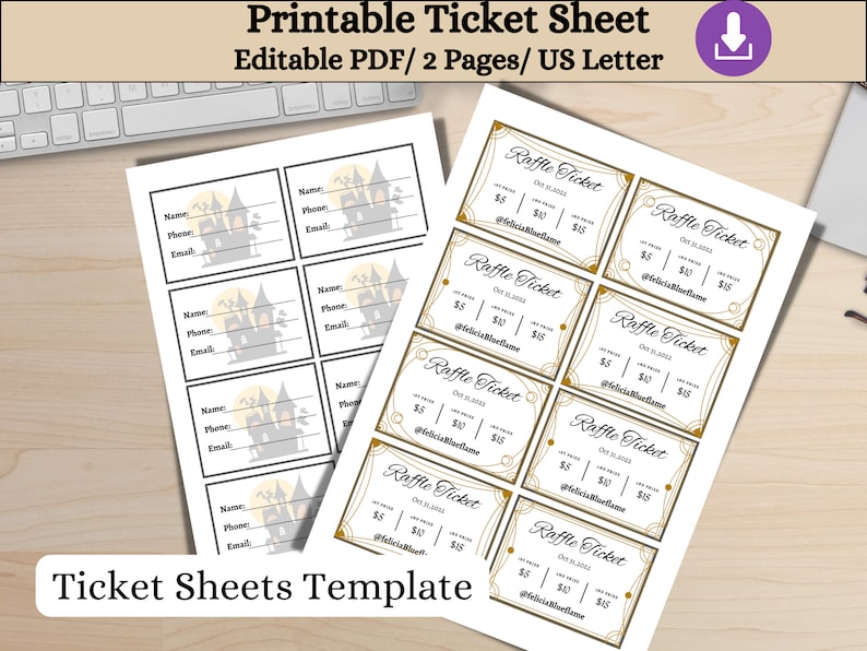 Printable Raffle, Editable Raffle Template Ticket, Diy Ticket, Custom ...