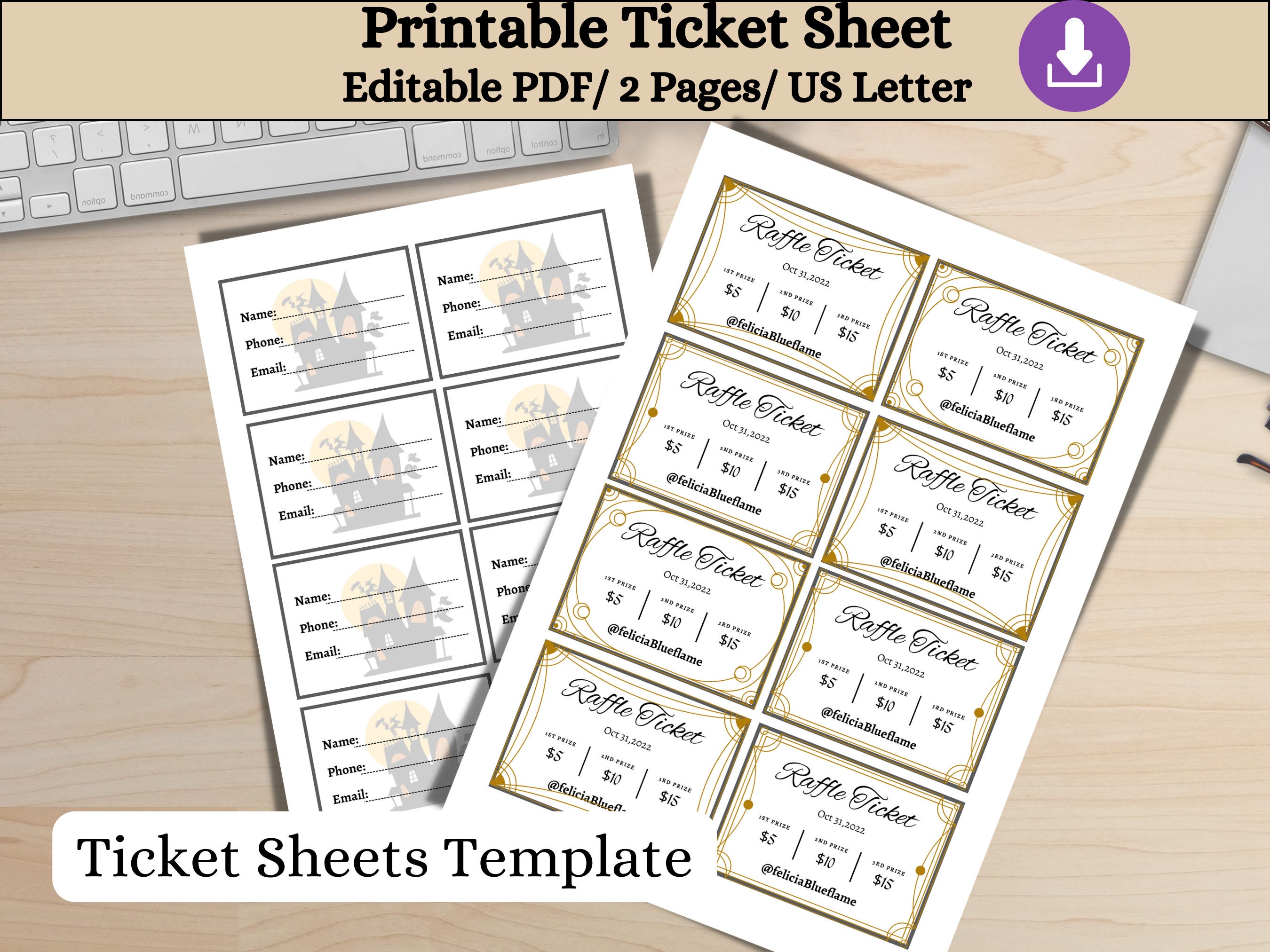 Printable Raffle, Editable Raffle Template Ticket, Diy Ticket, Custom ...