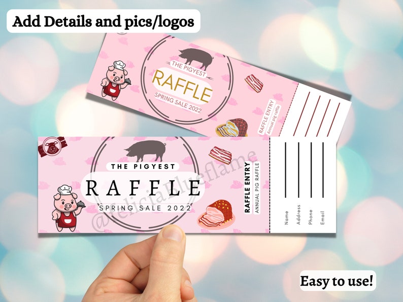 Barbecue Ticket, Editable Raffle Template Ticket, Diy Ticket, Custom ...