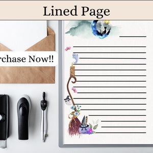 Ghostly Printable Stationery Set, Watercolor Halloween, Lined and ...
