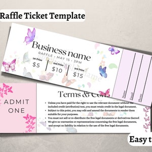 Purple and Blue Ticket, Editable Raffle Template Ticket, Diy Ticket ...