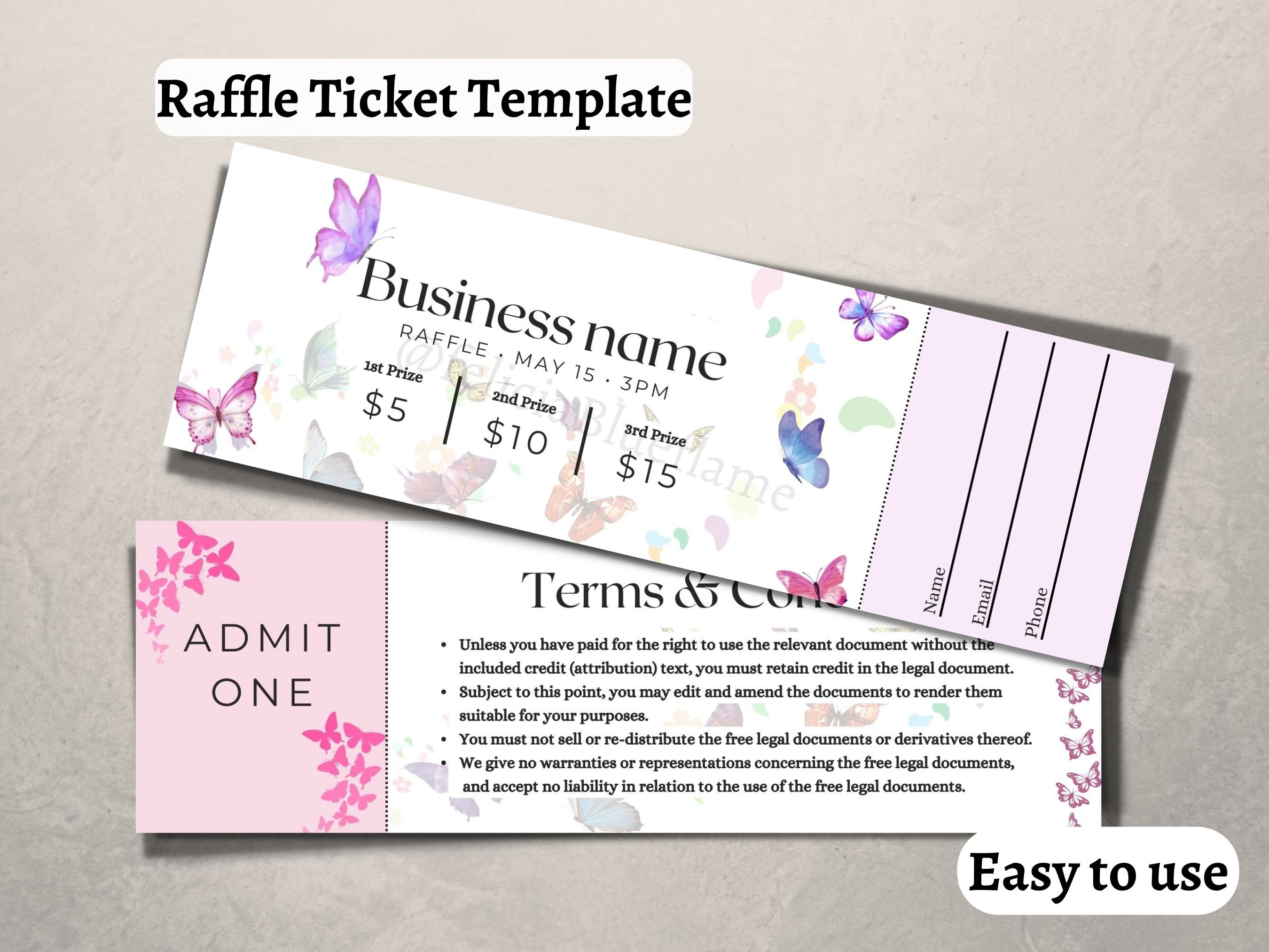 Purple and Blue Ticket, Editable Raffle Template Ticket, Diy Ticket ...