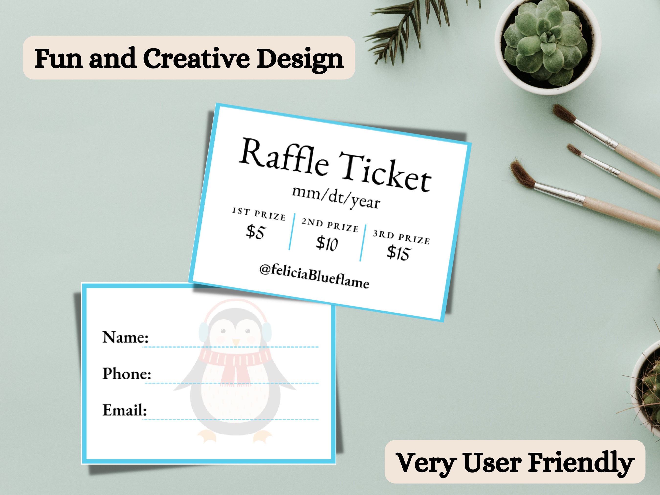 Blue Ticket, Printable Raffle, Editable Raffle Template Ticket, Diy ...
