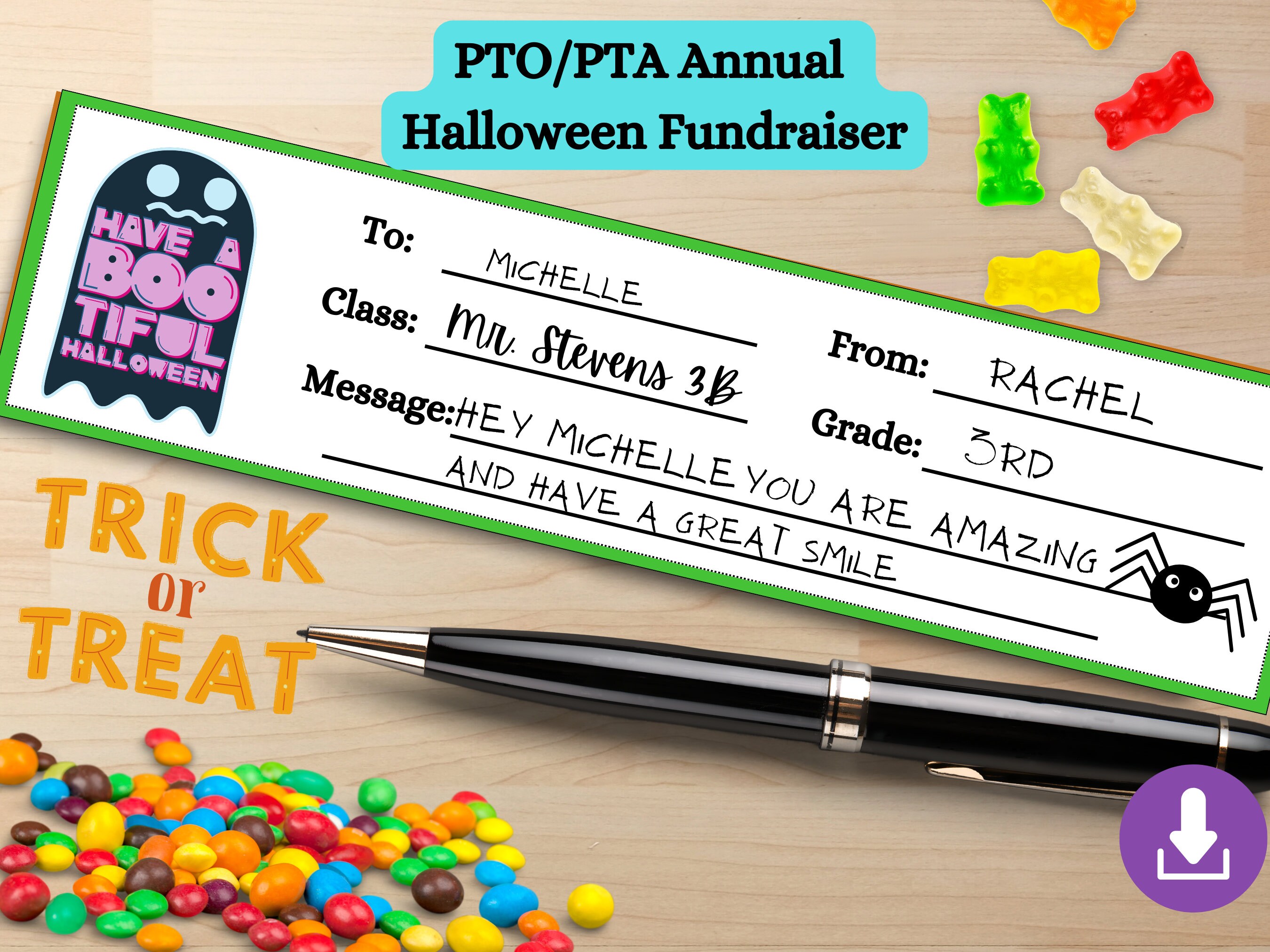 Halloween Candy Gram Flyer, Boo Grams, School Fundraiser Template, Fall ...