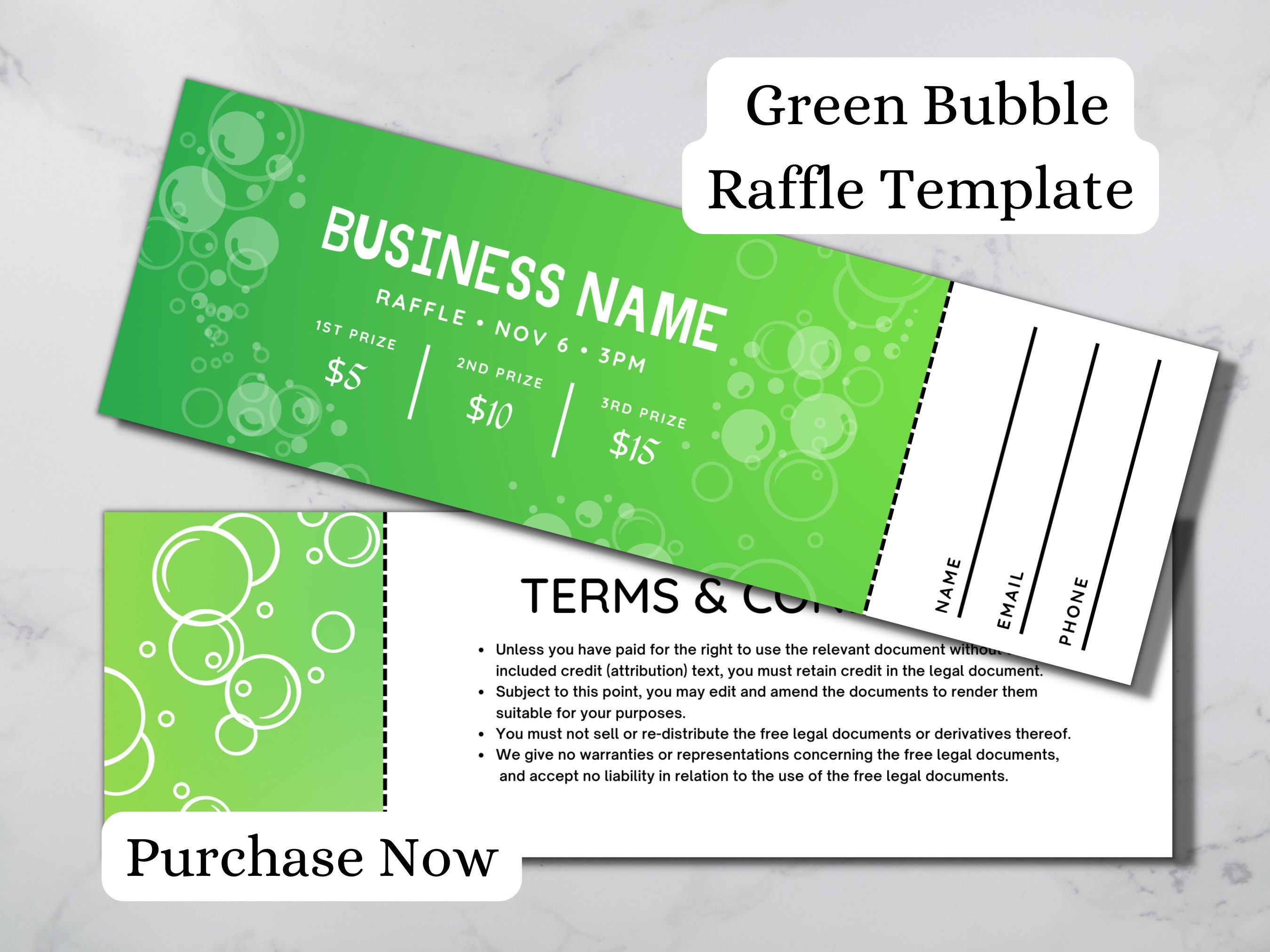 Green and Yellow Ticket, Blank Editable Raffle Template Ticket, Diy ...