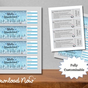 Winter Wonderland Ticket, Ticket Sheet , Editable Ticket Template ...