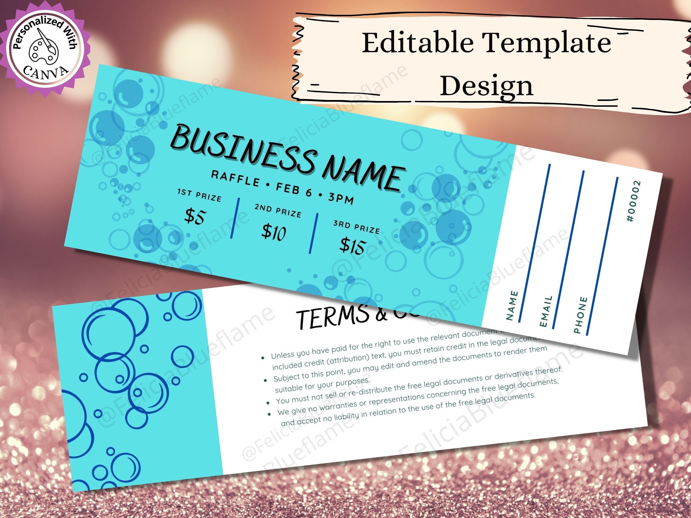 Blue Ticket, Editable Raffle, Template Ticket, Diy Ticket, Blank Ticket ...
