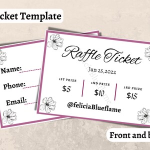 Pink Ticket, Raffle Ticket Template, Blank Sheet Ticket, Diy Ticket ...