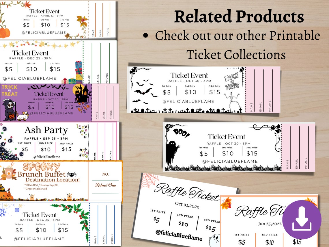 Printable Raffle, Editable Raffle Template Ticket, Diy Ticket, Custom ...