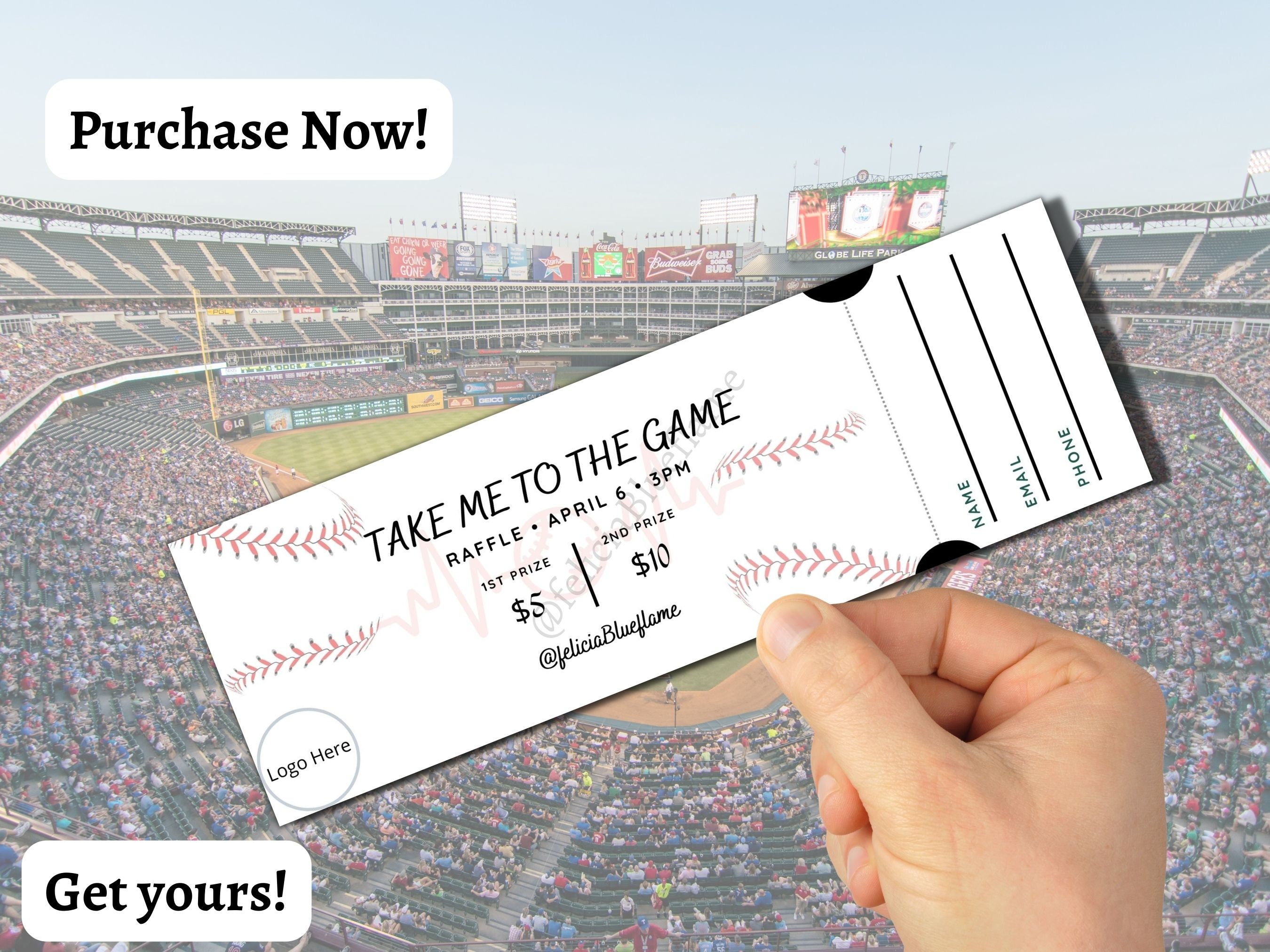 Editable Raffle Template Ticket, Diy Ticket, Custom Ticket, Baseball ...