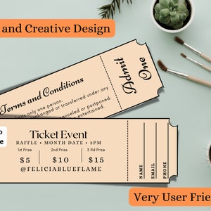 Editable Raffle Ticket Template: DIY Custom Design (digital Download ...