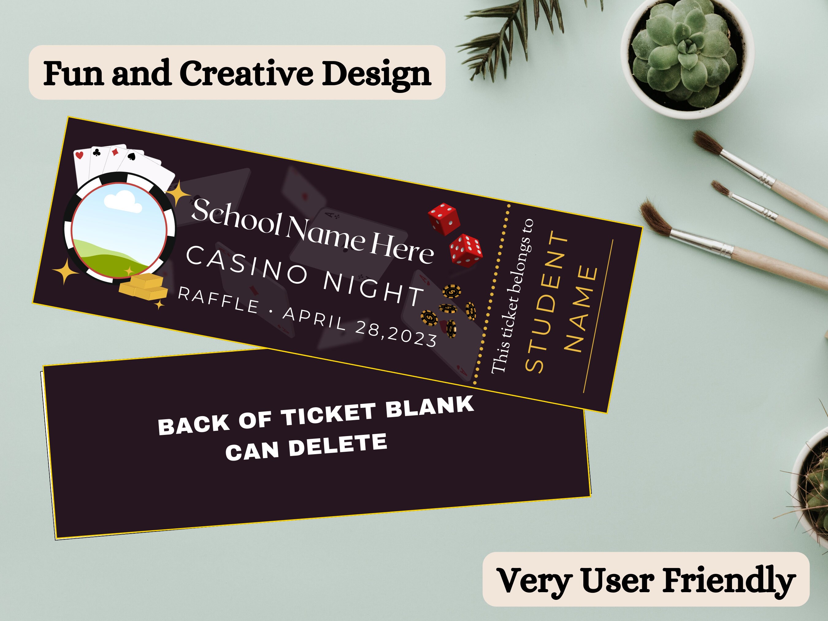 Gold and Dark Purple, Blank Raffle Template Ticket, Diy Ticket, Custom ...