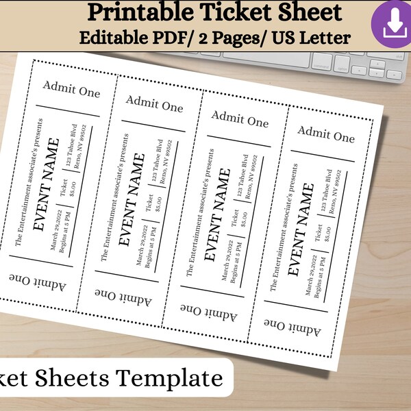 Raffle Ticket With Stub Template - Etsy