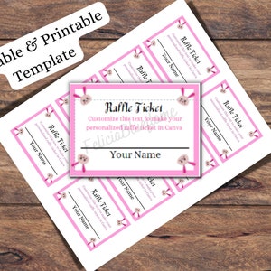 Pink Ticket, Raffle Ticket Template, Easter Themed Raffle Ticket ...
