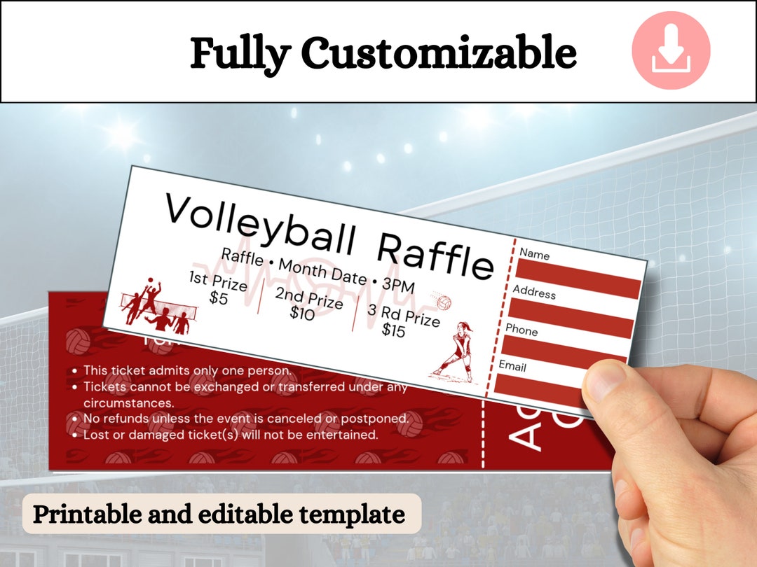 Volleyball Ticket, Editable Template Ticket, Diy Ticket, Custom Ticket ...