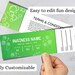 Green and Yellow Ticket, Blank Editable Raffle Template Ticket, Diy ...