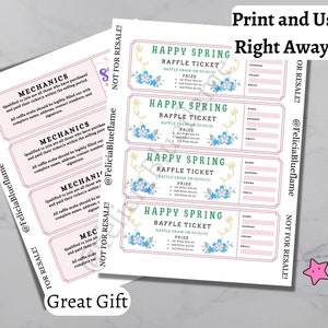 Editable Ticket Template, Spring Themed Raffle Template, 4 Set to 8 ...