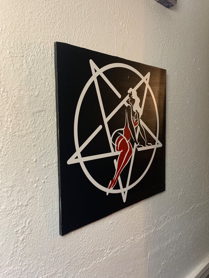 Satanic Woman Home Decor Wood Sign Gothic Home Decor Cult Pentagram ...
