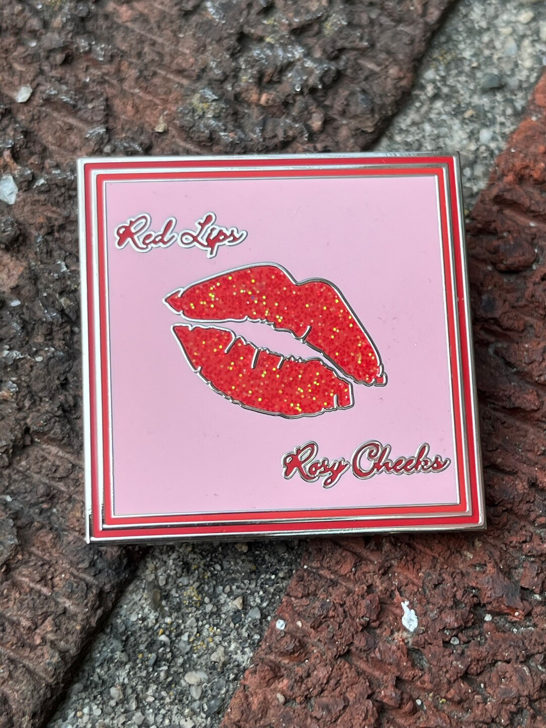 Red Lips, Rosy Cheeks - Wildest Dreams Hard Enamel Glitter Pin - Etsy