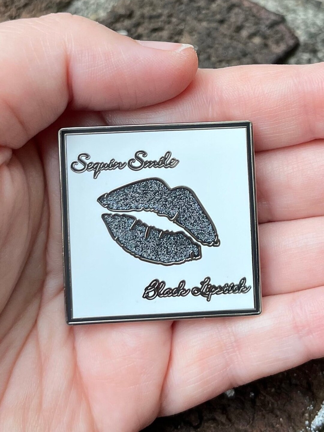 Sequin Smile - Cardigan Hard Enamel Glitter Pin - Etsy