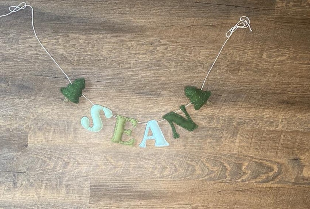 Large Custom Felt Pine Tree Name Banner Garland Personalized Nursery ...