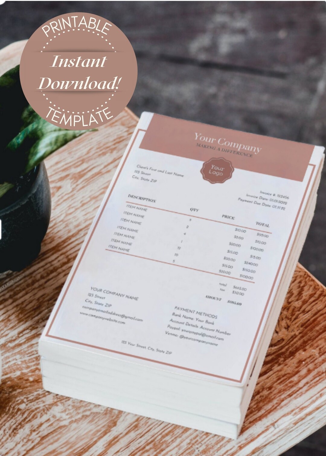 Custom Invoice Form Template for Canva. Minimalist Invoice Form. Etsy ...