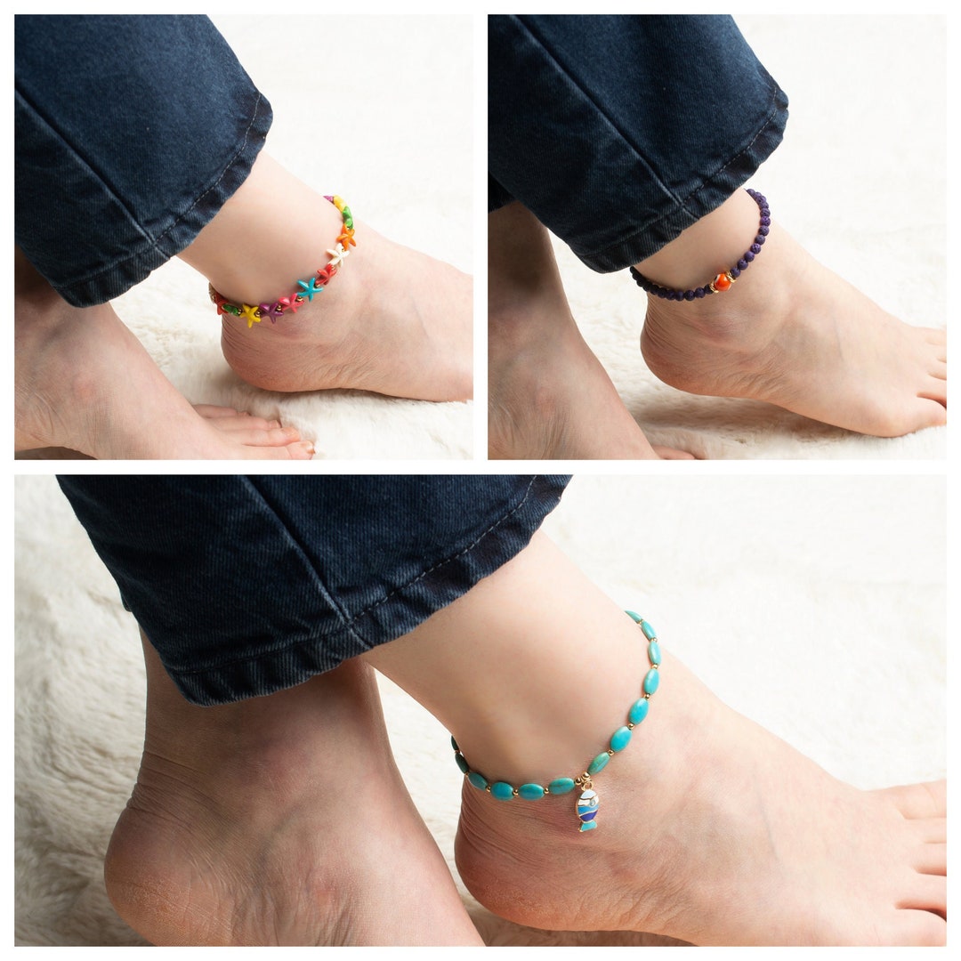 Minimalist Anklets, Cute Anklets, Gemstone Anklet, Turquoise Anklet ...