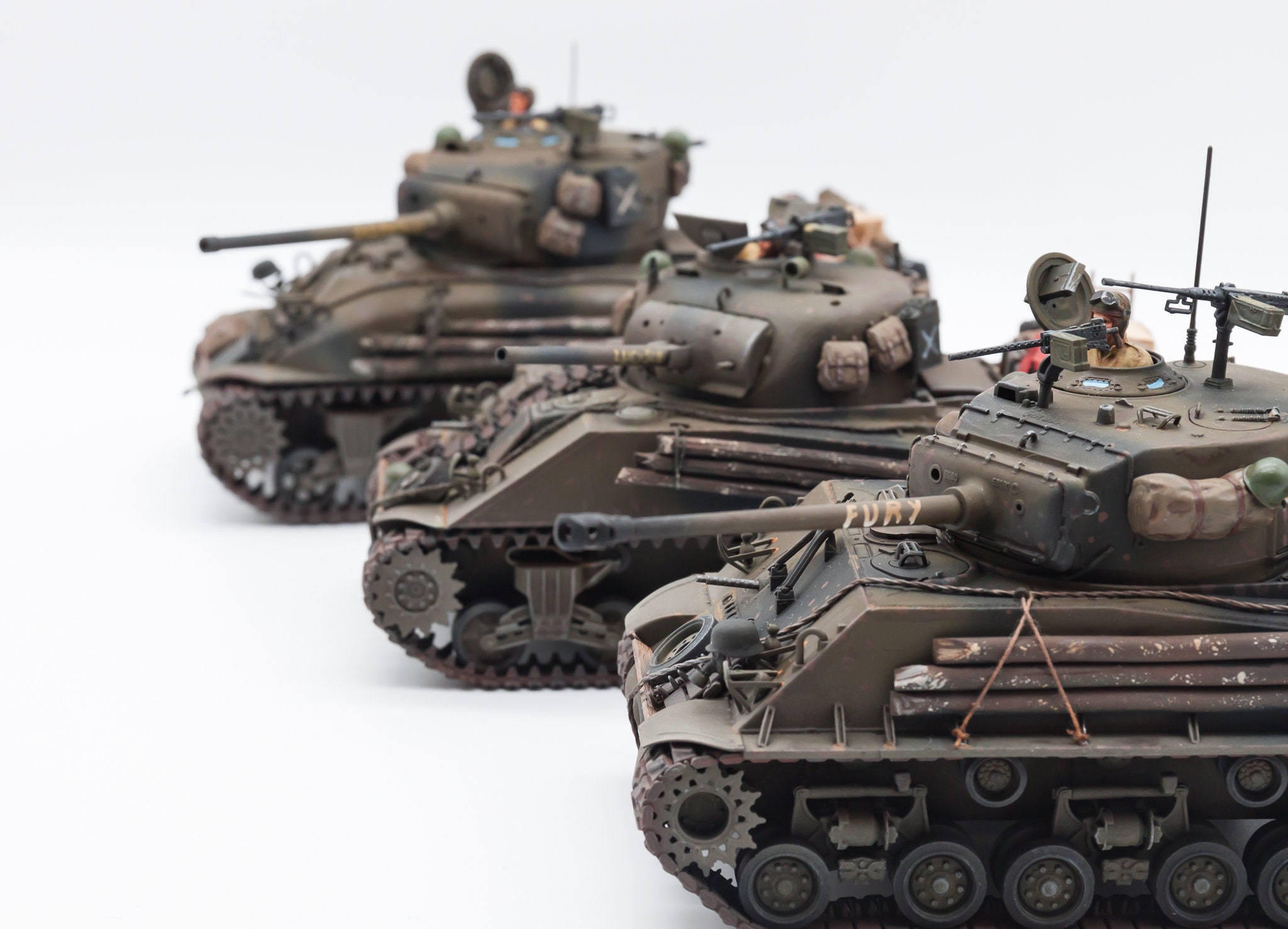 Trio of Sherman Tanks From the Movie Fury. M4A3E8(76) "fury", M4A4(75 ...