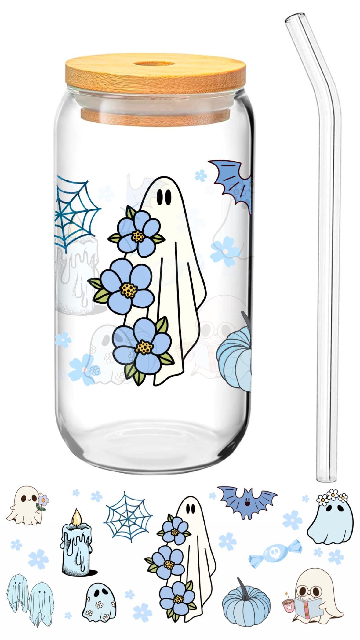 16 Oz Glass Can Wrap PNG Digital Download Tumbler Libbey Glass Spooky ...