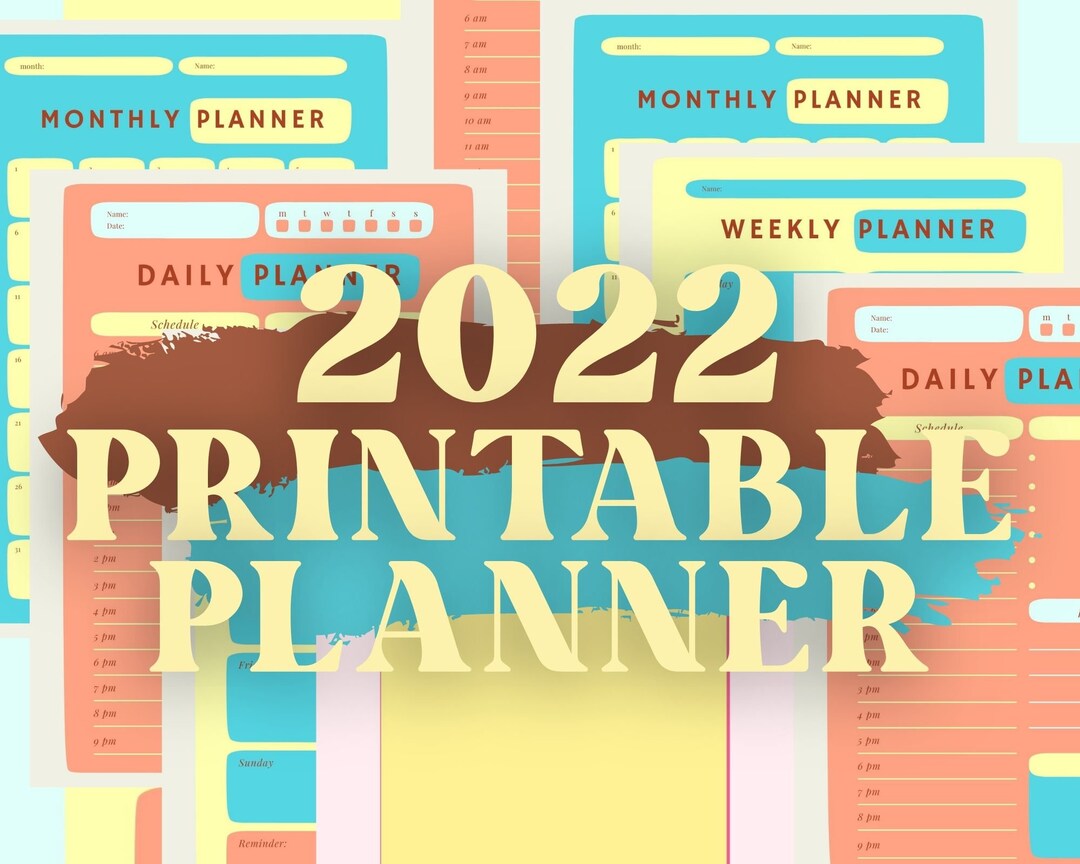 2022 Printable Digital Planner Personal Business Teacher Planner Weekly ...