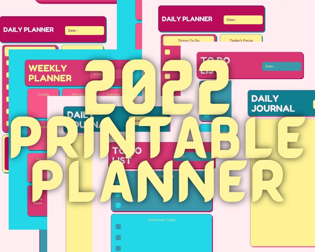 2022 Printable Digital Planner Personal Business Teacher Planner Weekly ...