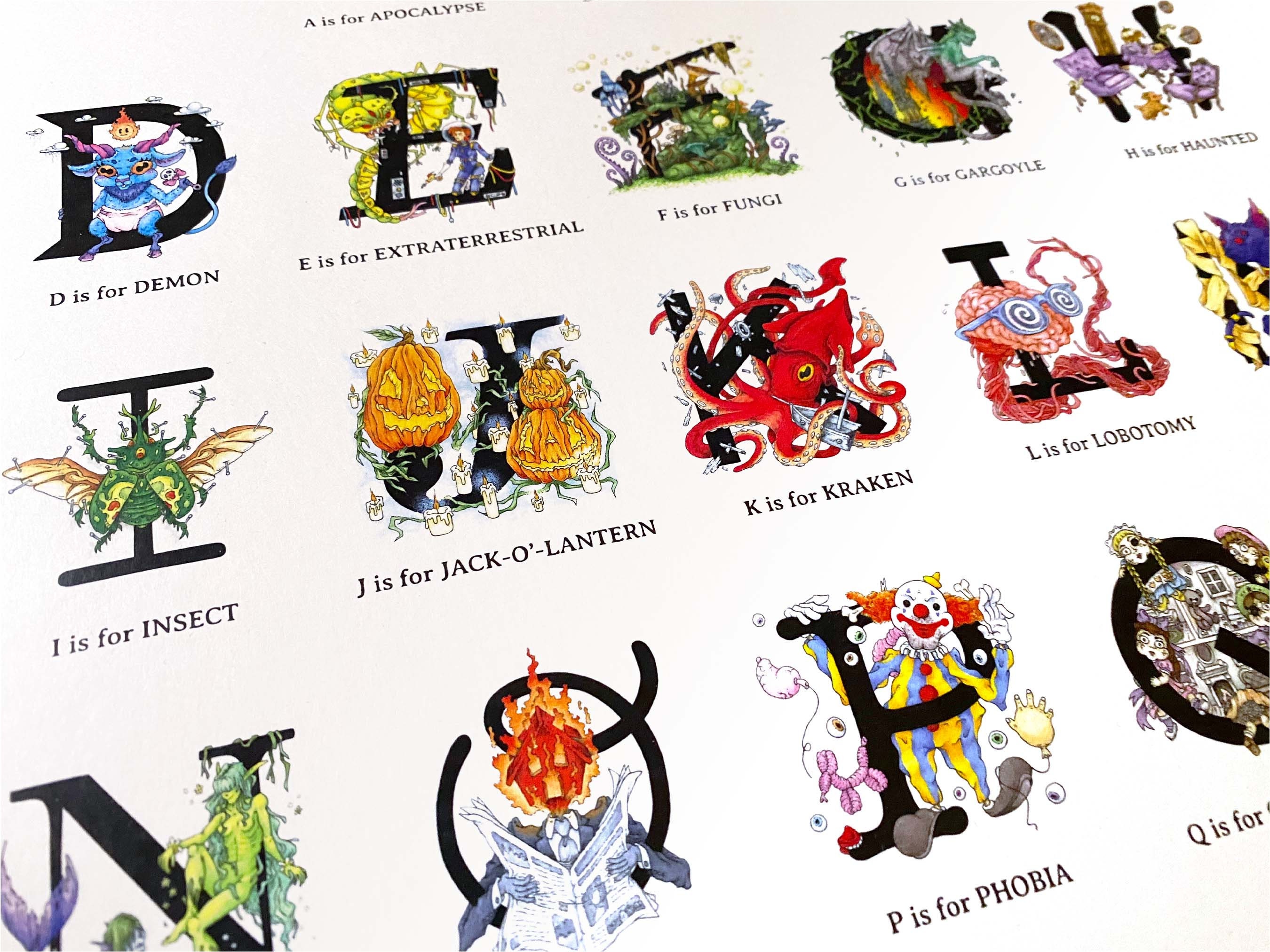 Abcreeps Alphabet Poster | 11x17 Fine Art Print, Horror Spooky Art ...