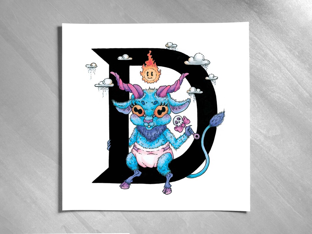 D is for Demon Print 8x8 Fine Art Print, Horror Spooky Art, Artist ...
