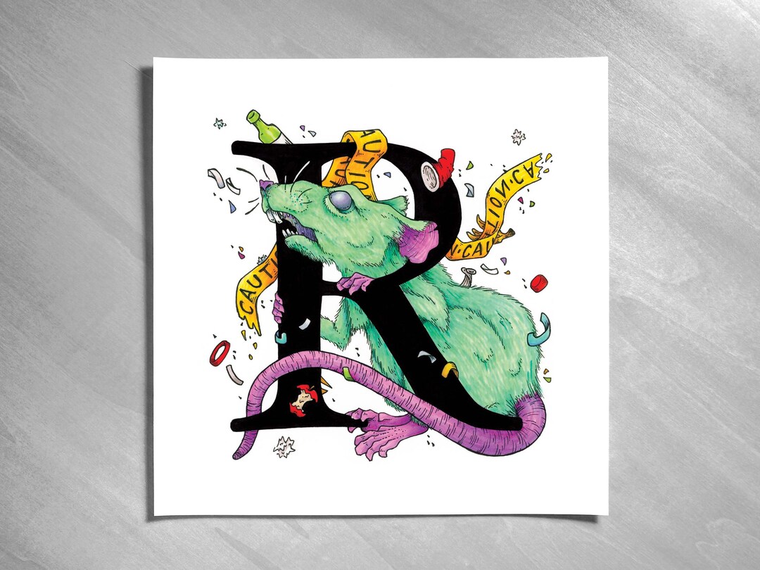 R is for Rodent Print 8x8 Fine Art Print, Horror Spooky Art, Artist ...