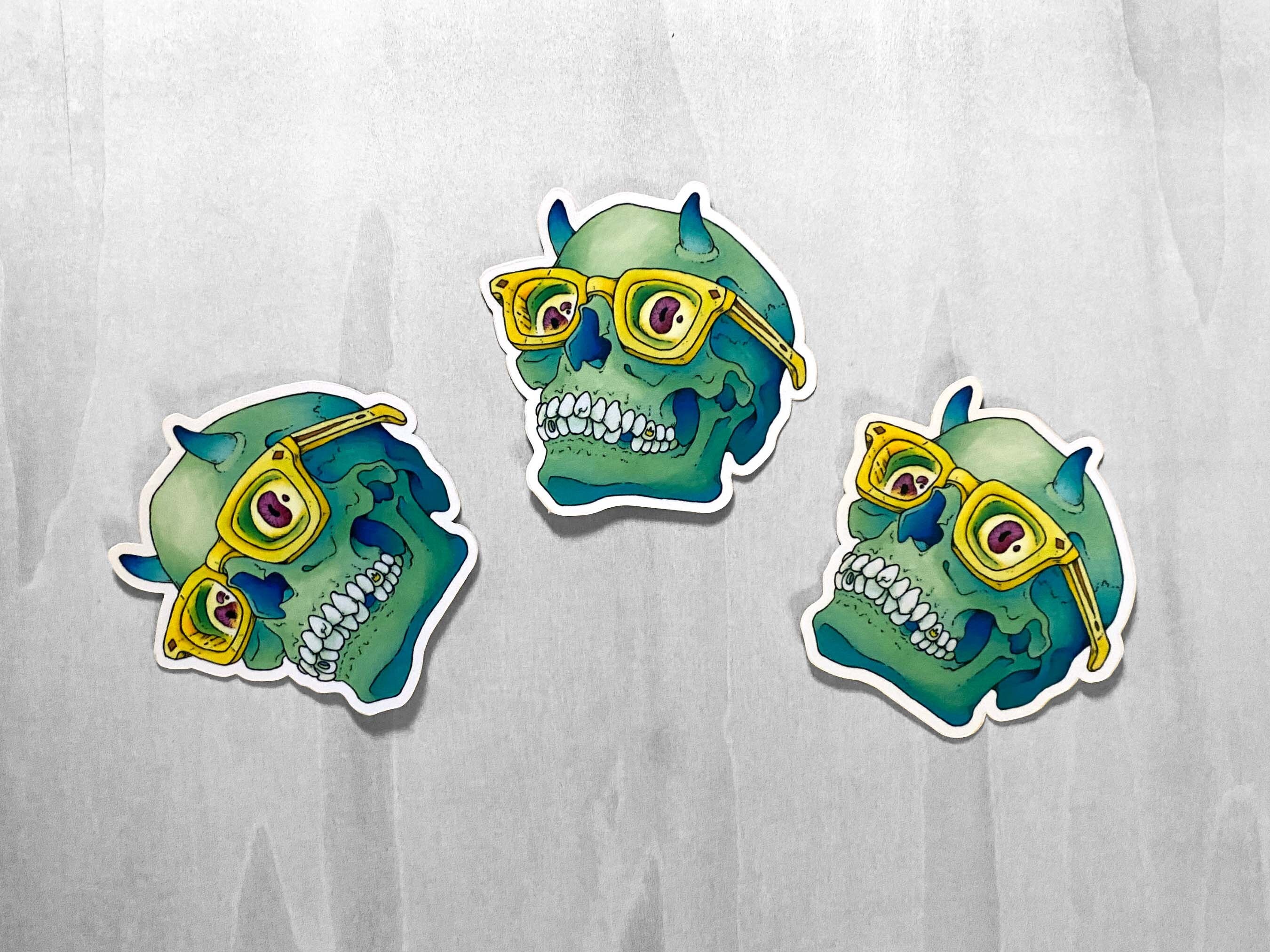 Nerdy Skull Sticker | Horror Decals, Laptop Sticker, Waterproof Vinyl ...