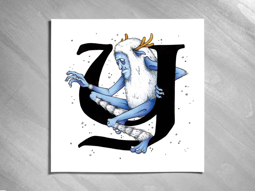 Y is for Yeti Print 8x8 Fine Art Print, Horror Spooky Art, Artist Print ...