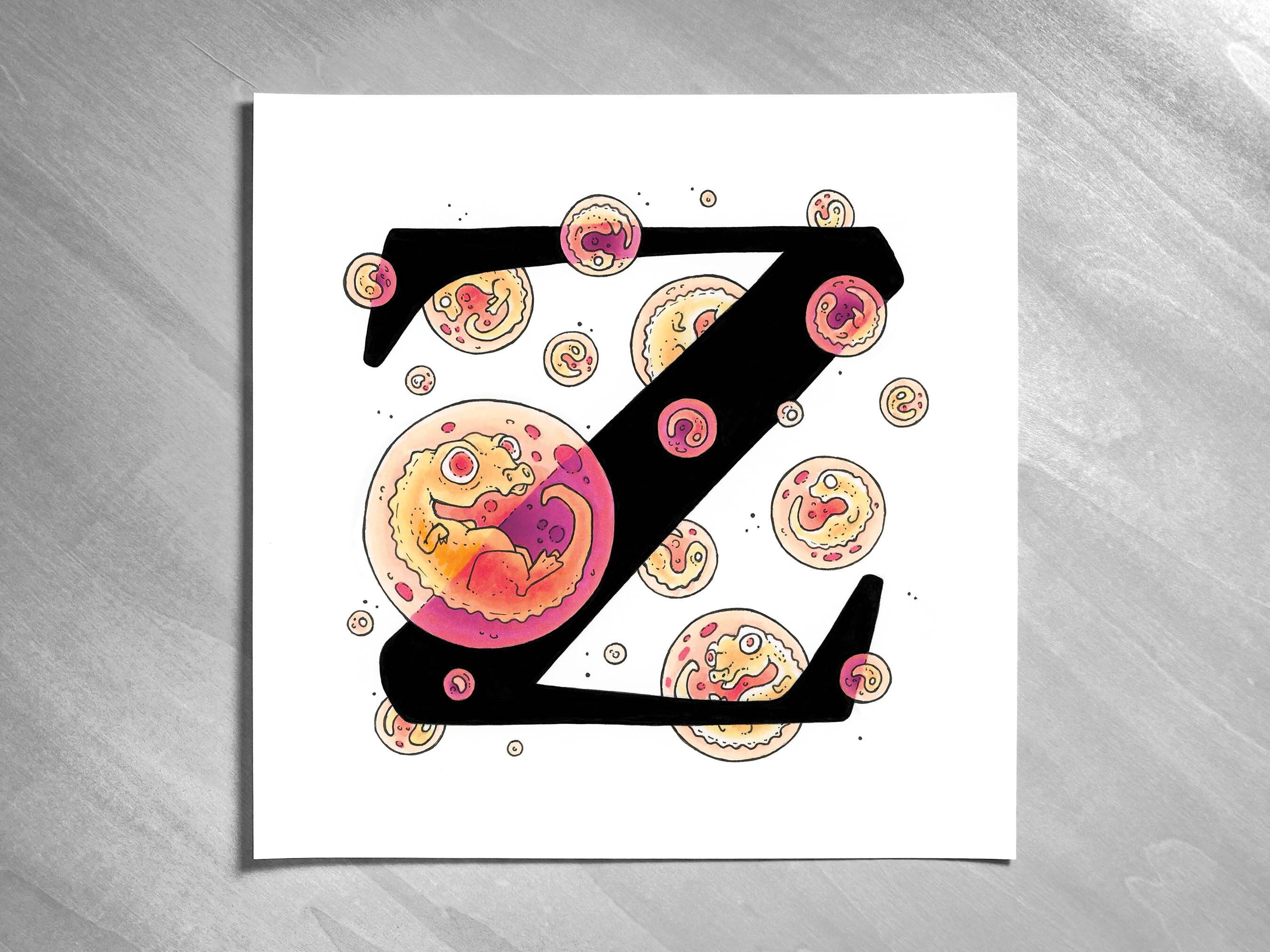 Z is for Zygote Print 8x8 Fine Art Print, Horror Spooky Art, Artist ...