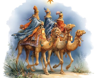 Watercolor Three Wise Men Clipart, Christmas Nativity (digital Download ...