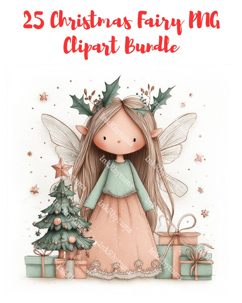 25 Christmas Fairy PNG Clipart Bundle, Watercolor Angel Graphics - Etsy