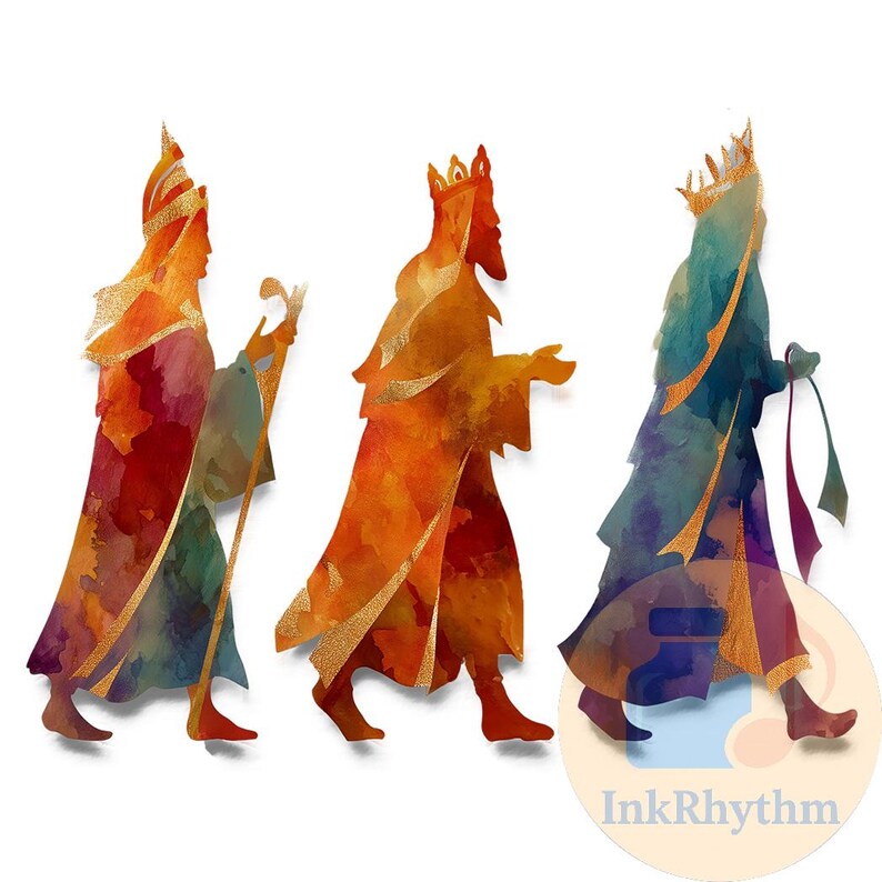 Three Wise Men Clipart Watercolor PNG, Magi Silhouette Christmas ...